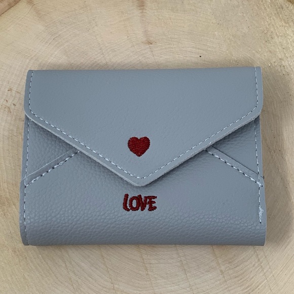 Bags | Love Heart Grey Envelope Wallet | Poshmark